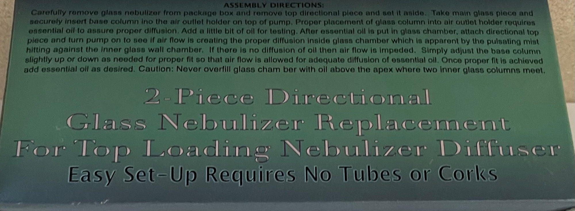 Essential Oil Top Loading Diffuser Directional Glass Nebulizer Replace